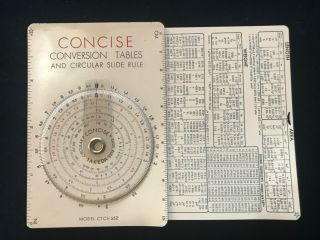 Vintage 1960’s Concise Circular Slide Rule Model CTCS - 552 W/ Instruct ...