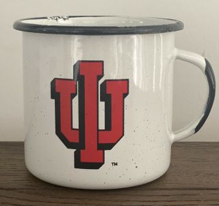 Vintage Indiana University Hoosiers Enamel Metal Coffee Cup Mug IU Rare ...
