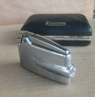 SILVER TONE VINTAGE RONSON VARAFLAME BUTANE LIGHTER With Box & Brash ...