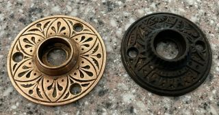 4 Antique Vintage Cast Iron Door Knob Rosettes Back Plates Escutcheons ...