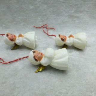 Vintage Hard Plastic Angel Snow Baby Christmas Ornaments Mica Glitter ...