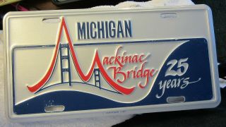 1982 82 MICHIGAN MI BOOSTER LICENSE PLATE MACKINAC BRIDGE 25 YEAR ...