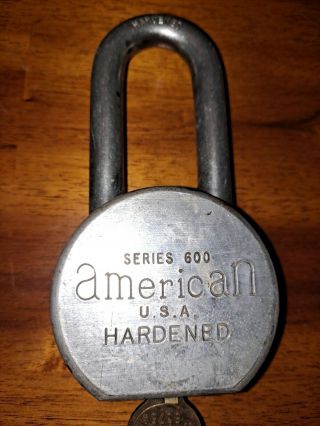 Vintage American U. S. A. Hardened Padlock Series 600 VHF With One Key ...