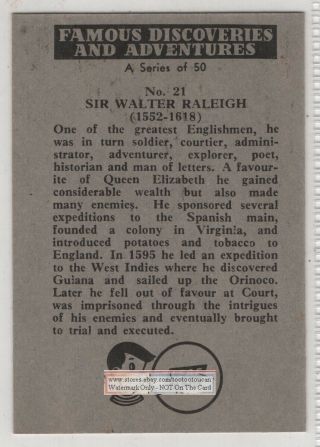 Sir Walter Raleigh English Writer Poet Soldier Explorer Vintage Trade ...