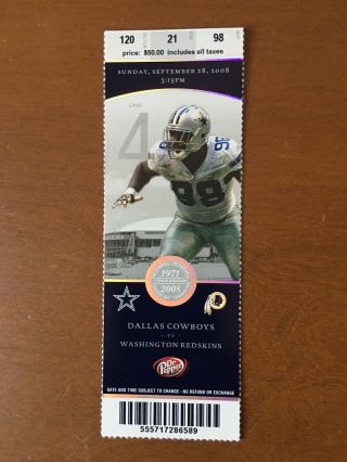 2008 York Jets Vs Washington Redskins NFL Ticket Stub - Giants Stadium ...