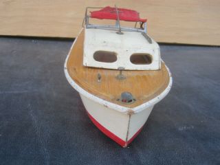Vintage 12 " Wood Toy Boat Cabin Cruiser/battery Powered Motor Is ...