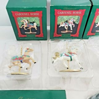 1989 Hallmark Christmas Carousel Horses And Display Stand Complete Set ...