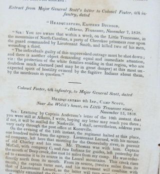 1839 US GOVERNMENT DOC. CHEROKEE TRIBE TRAIL OF TEARS INDIAN REMOVAL ...