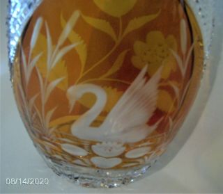 Lovely Vintage 8 " Tall Amber Cut To Clear Bohemian Czech Crystal Vase ...
