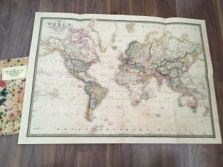 Republished Print Old Folding Map Of The World Circa 1861 | #58877582