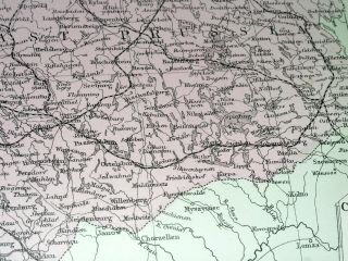 1891 MAP OF POLAND GERMANY EAST PRUSSIA POMERANIA PROVINZ POSEN SILESIA ...