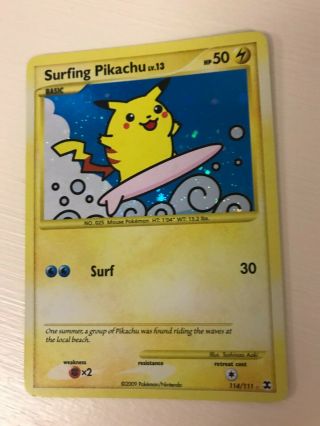 Pokemon Surfing Pikachu Platinum Rising Rivals Ultra Secret Rare Holo ...