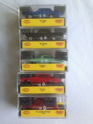 MEV Slot Cars Set Of 5 - - 3 With NOS Aurora T - Jet Chassis | #60151084