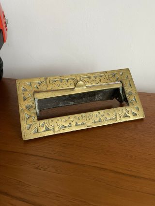 Vintage Antique Solid Brass Letter Box Door Knocker Good Size | #60708988