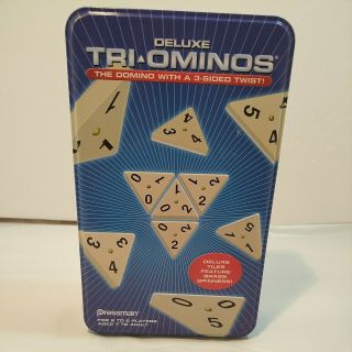 Pressman Deluxe Tri - Ominos 4442A Tin Triangular Domino Tile Game ...