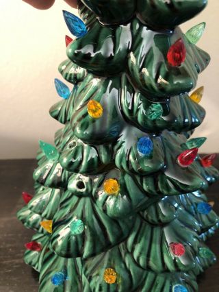 Vintage 1993 Holland Mold Ceramic 11 " Green Christmas Tree With Lights ...